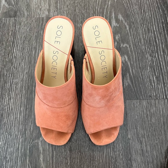 Sole Society | Shoes | Sole Society Heeled Mule Sandals Salmoncolored ...